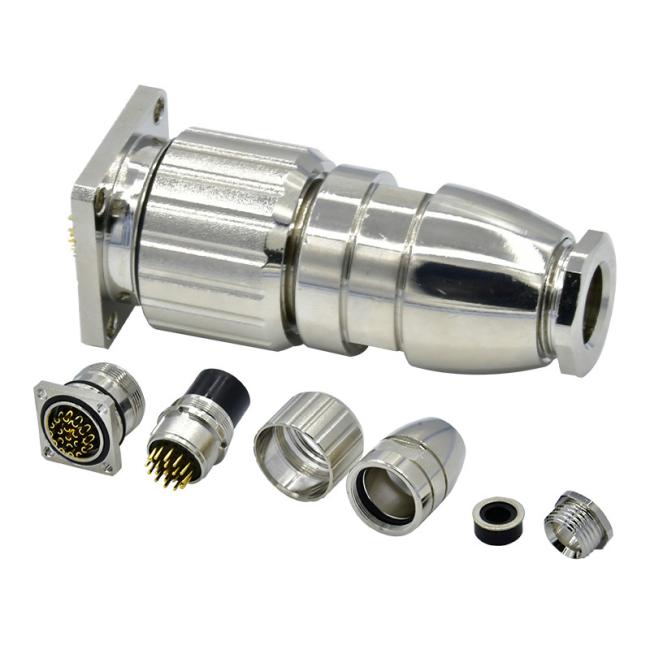 Rigoal M23 connector male and female 19 pin 623T flange type panel IP67 waterproof assembly panel mount connector