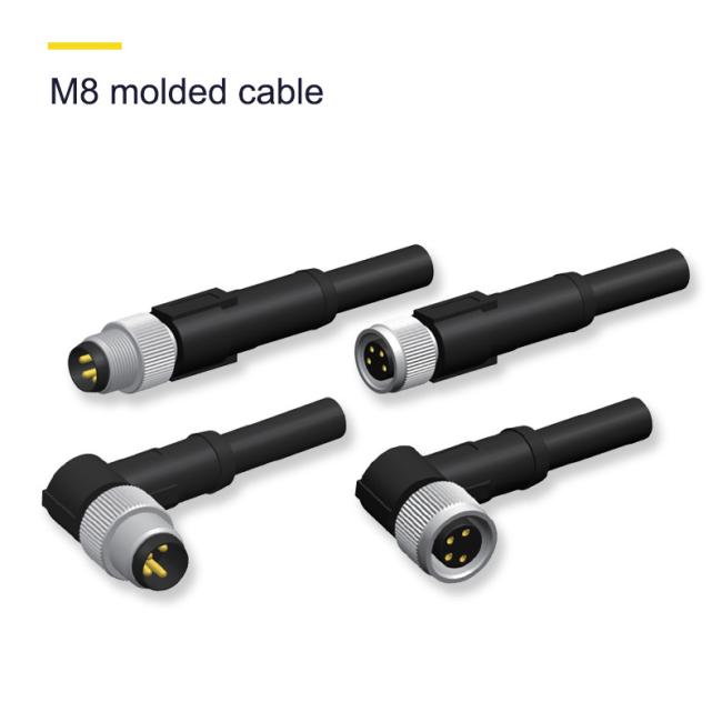 Industrial M8 and M12 connector cables 6 and 12 pin male and female 3 4 5 8 17 pin variants available