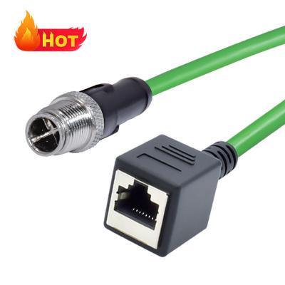 Cina M12 8 Pin X-Coded Male to RJ45 Gigabit Ethernet Cable IP67 in vendita