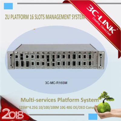 Cina 2U l'altezza 16 scanala la CC 48V di CA a fibra ottica 220V del telaio del supporto di scaffale del convertitore di media in vendita