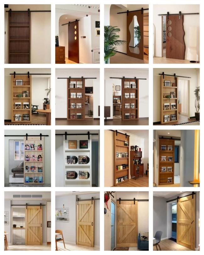 Industrial retro barn door with aluminum alloy hardware and silent pulley system
