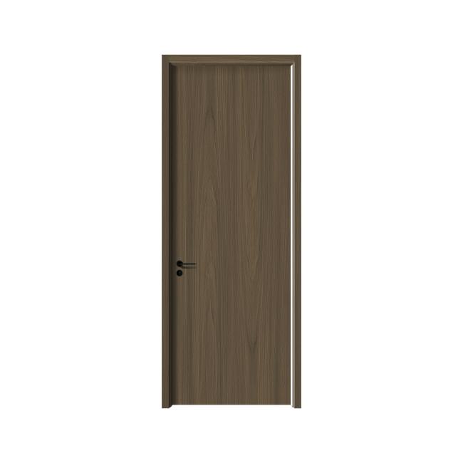 Contemporary wooden interior door with modern panel design and natural wood finish