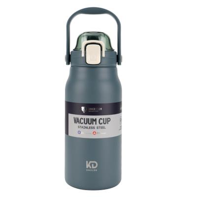 China 2 liter 2 kwart 1.3L/1.7L vacuüm sportfles 304 roestvrij staal met siliconen stroofdeksel Te koop