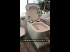 Stylish Wall Hung Toilet with Soft Close Lid for Bathroom Standard Ceramic Sanitary Ware Bowl Set Sleek Wall Hung Toilet European Wall Hung Toilet
