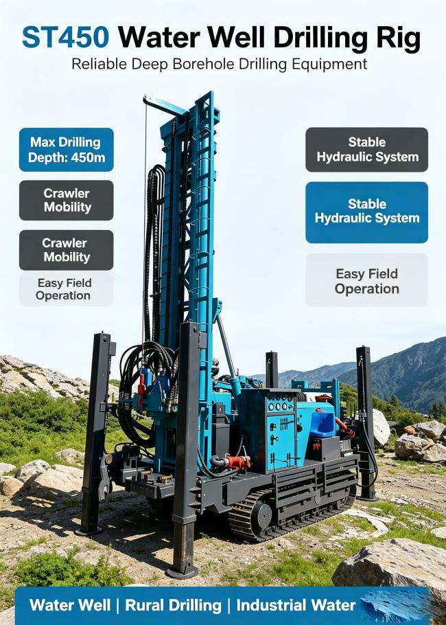 ST-450 Water Well Drilling Machine front view