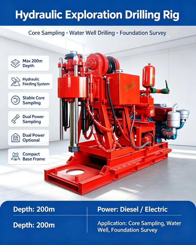 GK-200 Portable Hydraulic Diamond Core Drill Rig