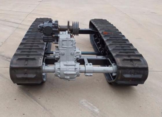 Construction steel crawler track undercarriage side view