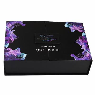 China Customized Luxury Full Color Printing Embossing Velvet Small Box Cardboard Opening Layer Double Door Gift Box for sale