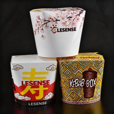 China Wholesale White Kraft Paper Noodle Box Disposable Food Packaging Noodle Take Out Food Container for sale