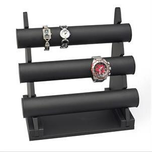 Cina Supporto del supporto del braccialetto di tre pavimenti, esposizione nera 34x185x270mm del braccialetto del velluto in vendita