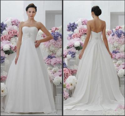 Cina Abito di palla elegante semplice bianco senza spalline dei vestiti da sposa dal raso sbalorditivo in vendita