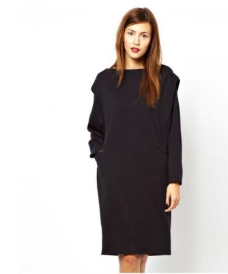 Cina L'abbigliamento casuale delle donne di mezza lunghezza della scollatura della barca con le tasche del sacchetto della sovrapposizione in vendita