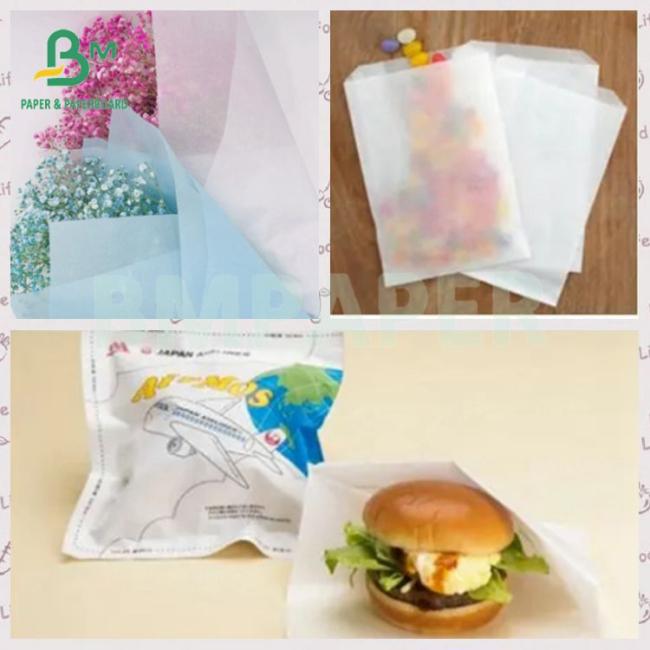 30grs Customize Biodegradable Food Safe MG White Kraft Paper Roll