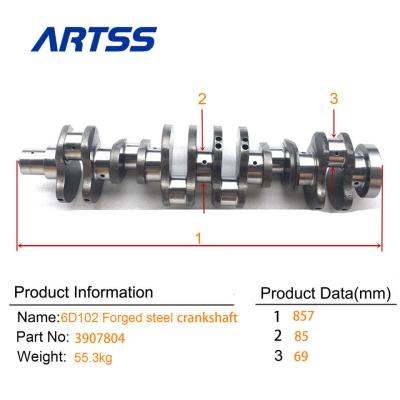 Cina Albero a gomito d'acciaio forgiato 3907804 di Cummins 3929037 6BT5.9 adatti 6D102 6BT in vendita