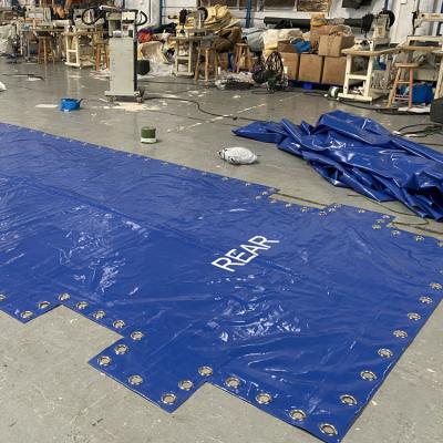 China Litong Open Top Container Blue Pvc Tarpaulin Cover for sale