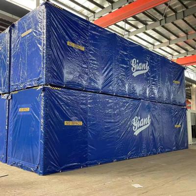 China Litong Eco Friendly Box Shape Shipping Container Cover Tarp Blue 750gsm Pvc Tarpaulin Cover for sale