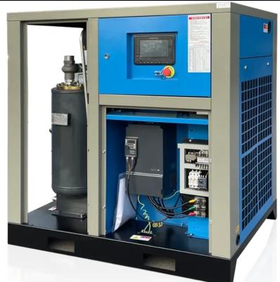 China Compresor de aire de dos etapas 7.5 KW de desplazamiento de alta presión Control de pantalla táctil de micro-torsión con control de pantalla táctil con motor central PLC sin lubricación de aceite en venta