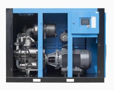 China Compresor de aire de dos etapas 7.5 KW de desplazamiento de alta presión Control de pantalla táctil de micro-torsión con control de pantalla táctil con motor central PLC sin lubricación de aceite en venta