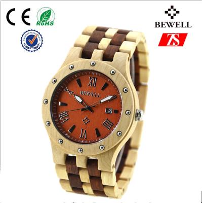 Cina Orologio di legno del movimento giapponese di lusso con la data, orologi di legno di Bewell in vendita