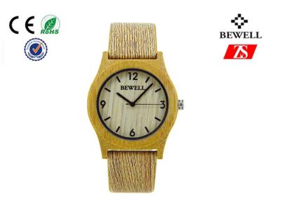 Cina Orologio di legno di bambù con la banda di cuoio Stell Crwon ed il fermaglio in vendita