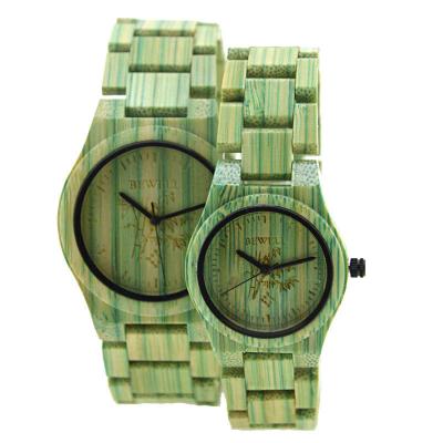 Cina Orologio di bambù dell'orologio di bambù verde impermeabile del quarzo per vita delle coppie in vendita