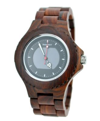 Cina L'orologio di Sandawood del movimento solare della banda dell'orologio degli uomini di legno rossi di modo in vendita