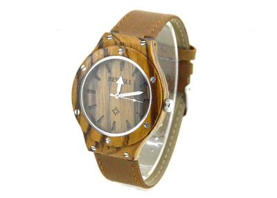 Cina Orologio di legno di lusso su ordinazione con la banda di cuoio, chiodi del metallo di progettazione semplice sull'incastonatura in vendita