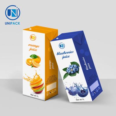 China Multiple Printing Handling Juice Box Packaging Recyclable Environmental Friendly for sale