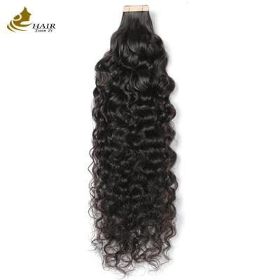 Cina 20 pollici di nastro naturale di onde d'acqua nera nelle estensioni di capelli umani in vendita