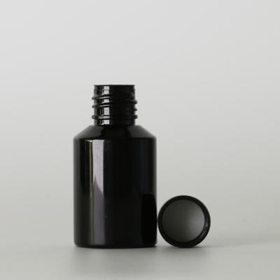Κίνα 30ml πλαστικό μαύρο χρώμα κεφαλής κοχλίου Petg μπουκαλιών λοσιόν για το ουσιαστικό πετρέλαιο προς πώληση