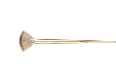 Κίνα Vonira Beauty Studio Μακιγιάζ Κοσμητικό Highlighter Φαν Βούρτσα Με Χρυσό Αλουμίνιο Φερρούλη Κερασό ξύλινο λαβή προς πώληση