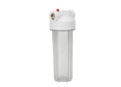 China 10'' plastic clear water filter housings with 1'' brass inlet/outlet port for sale