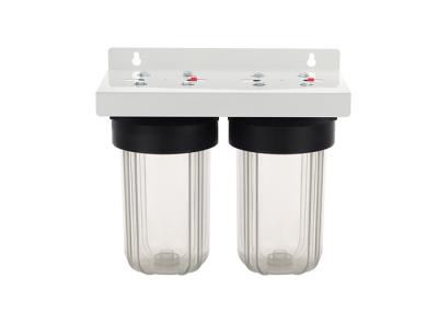 China 10'' whole house water filter housings with big clear double sump 1'' port for sale