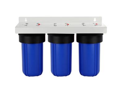 China 10'' big blue whole house water filter housings with triple sump 1'' port for sale