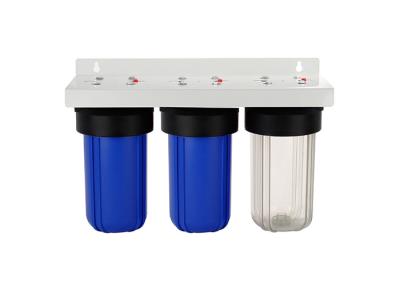 China 10'' big blue whole house water filter housings with blue and clear sump 1'' port for sale