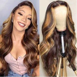 China Factory Price 10A Brazilian Hair Transparent Lace High Quality P4/27 100% Human Remy Long Hair High Light 13*4 HD Lace Front Wig for sale