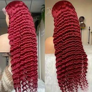 China Wholesale Unprocessed Virgin Deep Wave 99j Human Hair Transparent Lace Front Wig for sale