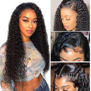 China Pre Plucked Brazilian Virgin Human Hair Jerry Curly Transparent Lace Front Wig for sale