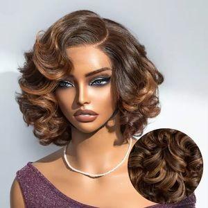 China Ombre Blonde Short Bob Glueless Human Hair 4X4 5X5 Transparent Lace Closure Wigs for sale