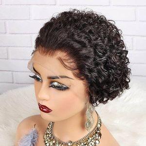 China Pixie Cut Short Curly Wig Lace Wig Short Pixie 100% Human Hair Wig for sale