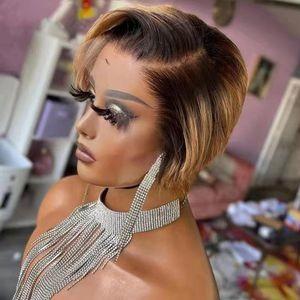 China 13*1 Cut Pixie Wig Brazilian Indian Human Hair Short Bob Style Wig for sale
