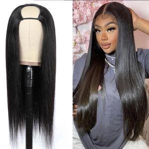 China Straight U Part Wig Human Hair Brazilian Virgin Hair Glueless Human Hair U Part Machine Made Wigs for Women No Sew in No Glue Beginner Friendly Wig for sale