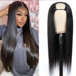 China Straight U Part Wig 150% Density Natural Brazilian Human Hair Long Wigs Brazilian Straight Wigs Non Lace No Glue for Black Women 10-30inch Wig for sale