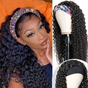 China Wholesale Curly Wig Black Women Remy Human Hair Headband Wig for sale