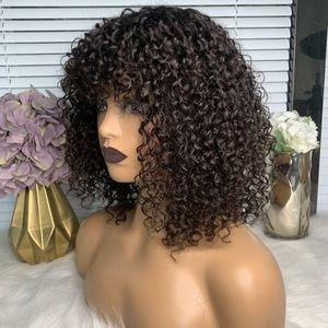 China Curly Wig with Bangs Human Hair Bob Wig Curly Wigs for Women for sale