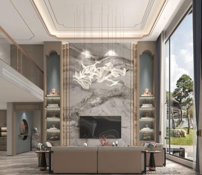 Chine Armoire de télévision en acier inoxydable de style marbre avec éclairage LED et stockage multiple à vendre