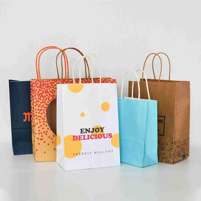 중국 핸들과 로고 10x5x13 16x6x12와 맞춘 선물 크라프트 지 쇼핑 가방 판매용