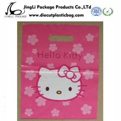 Cina Il gattino di rosa ciao ha tagliato i sacchetti della spesa a stampo tagliente di plastica dell'HDPE delle borse della maniglia per i dettaglianti in vendita