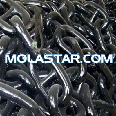 China Cadena de ancla marina pintada negro del vínculo del perno prisionero del barco de mar de Molastar para el infante de marina de la nave y del barco en venta