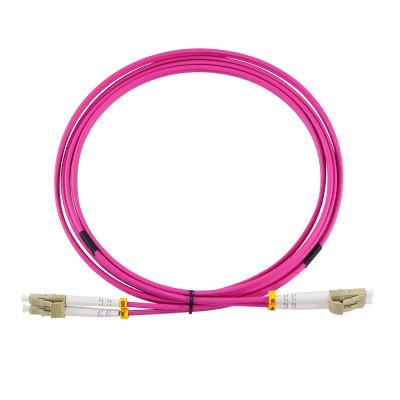 China LC LC OM4 Fiber Patch Cord Duplex Fiber Optic Patch Cable Customized Size Meets RoHS Compliant for sale